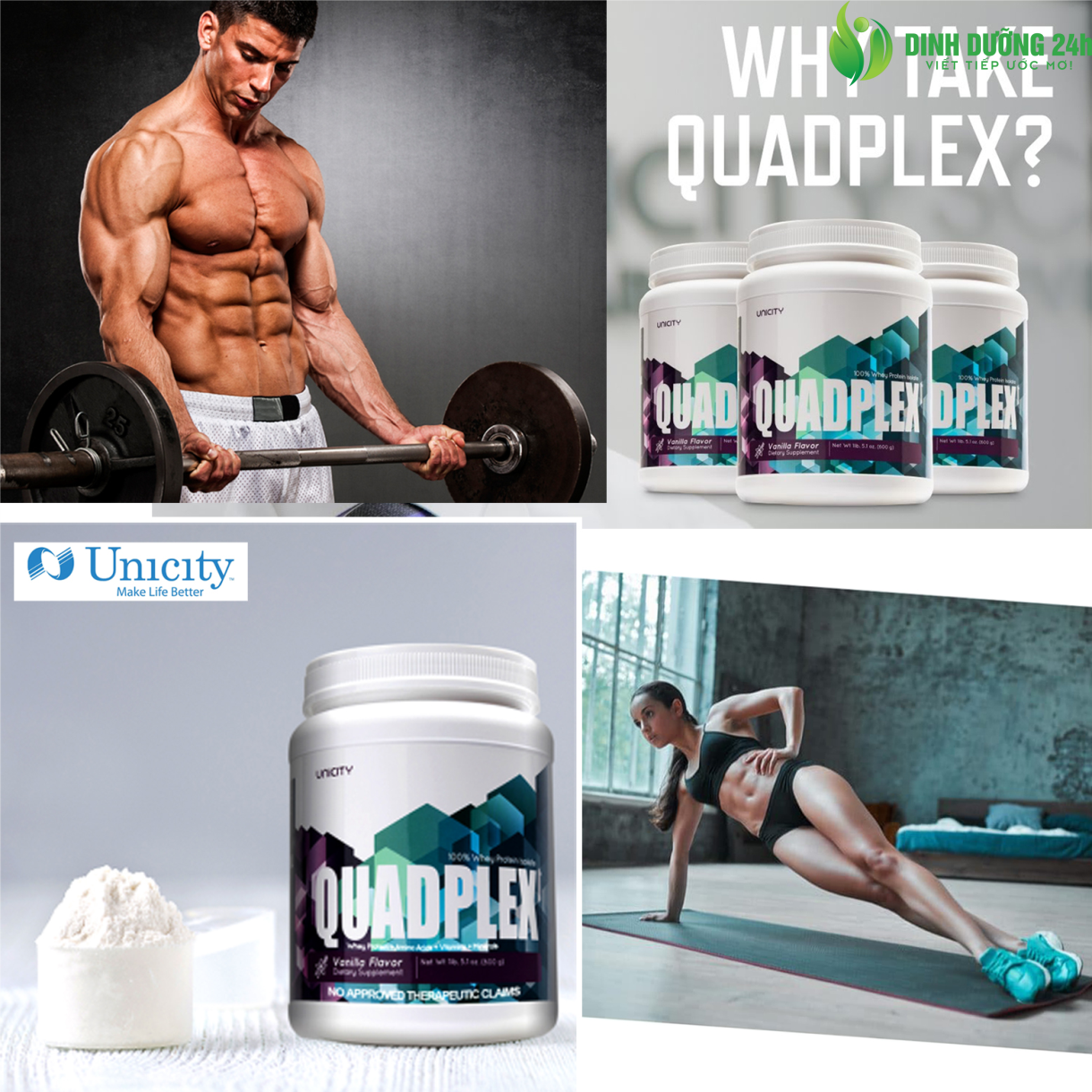 Sản phẩm tăng cơ Quadplex Vanilla Unicity |Giúp tăng cường cơ bắp, sức ...